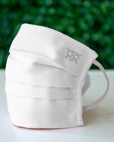 3/6/12 Pack White Herringbone Cotton Mask – Double R Brand - Dallas